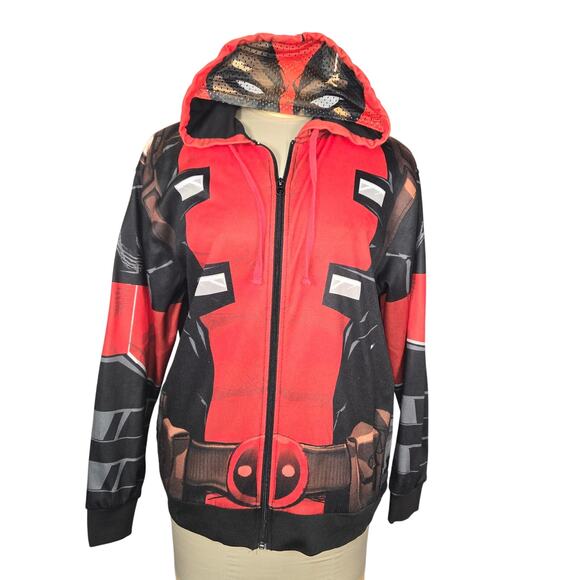 Marvel | Shirts | Marvel Deadpool Full Zip Hoodie Mens L Costume ...